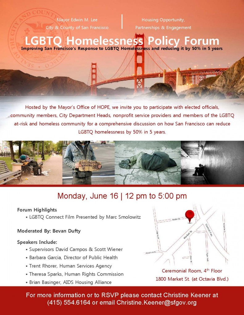 LGBTQ Homelessness Policy Forum Flyer - Project Homeless Connect