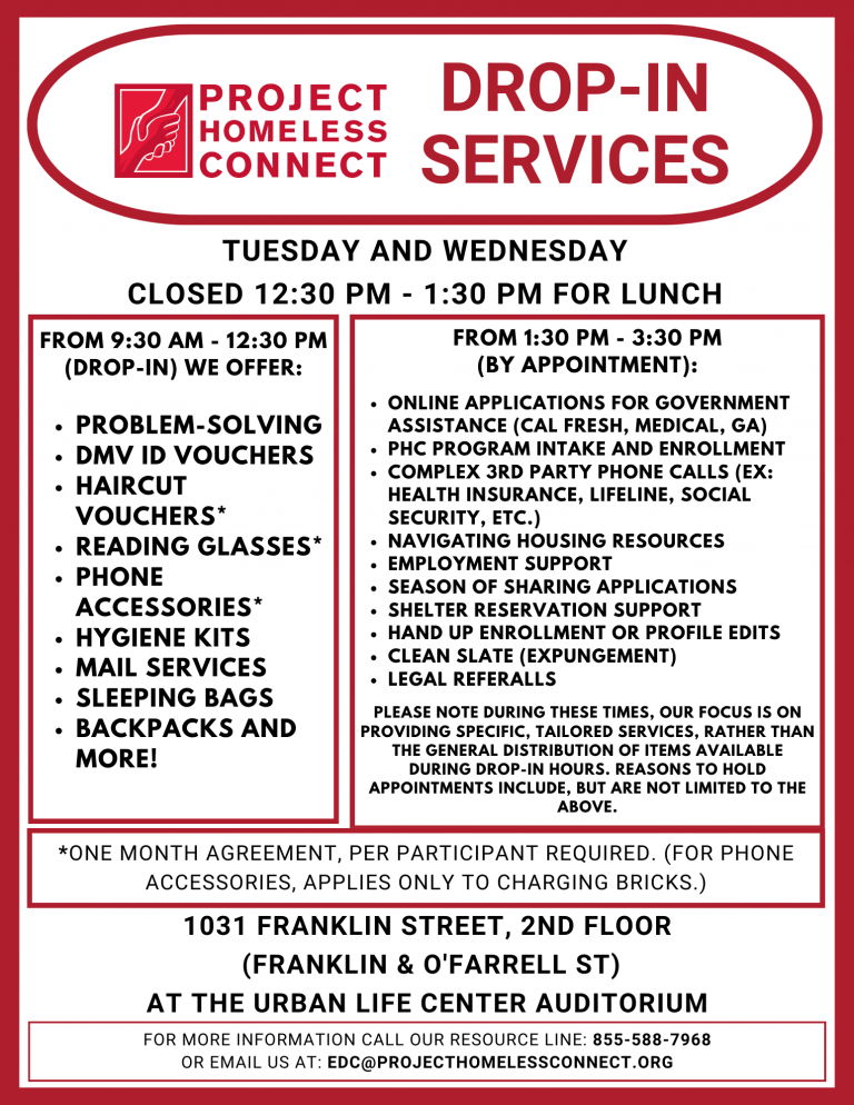 Drop-In Services - Project Homeless Connect
