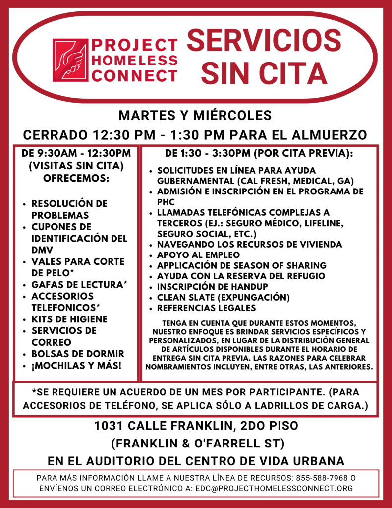 Drop-In Services - Project Homeless Connect