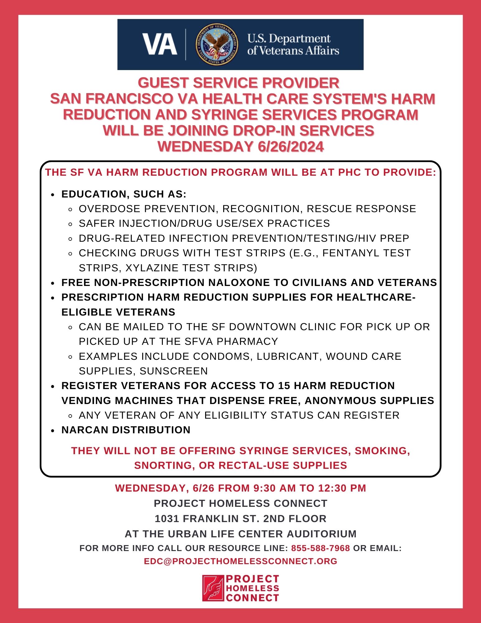Drop-In Services - Project Homeless Connect